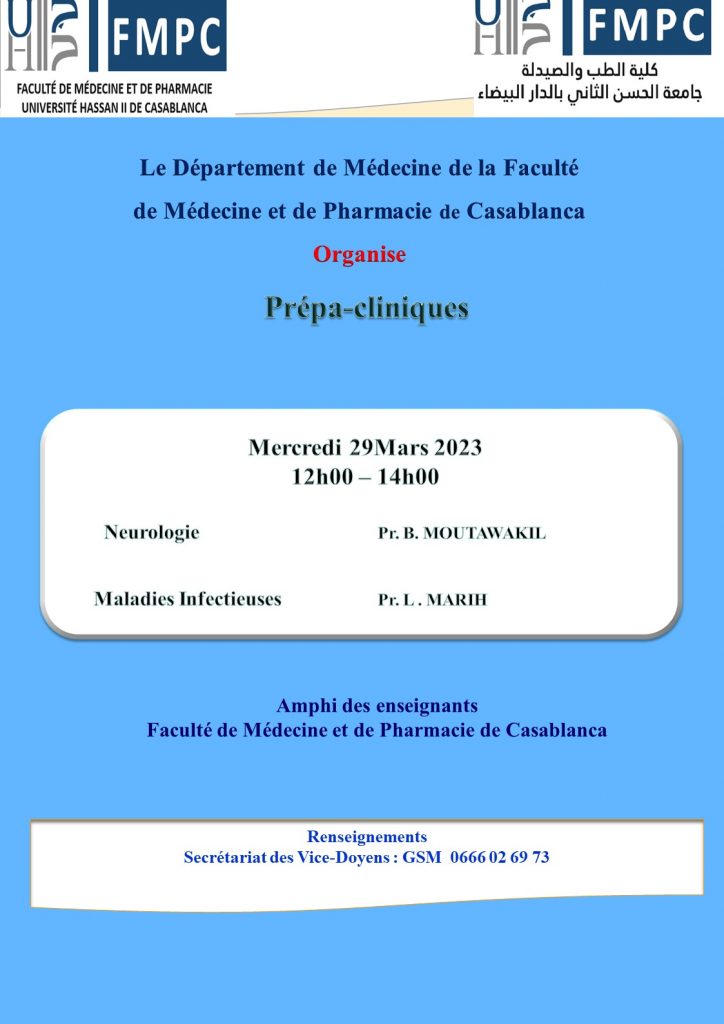 Prépa cliniques | 29 Mars 2023 – FMPC – Faculté de Médecine et de ...